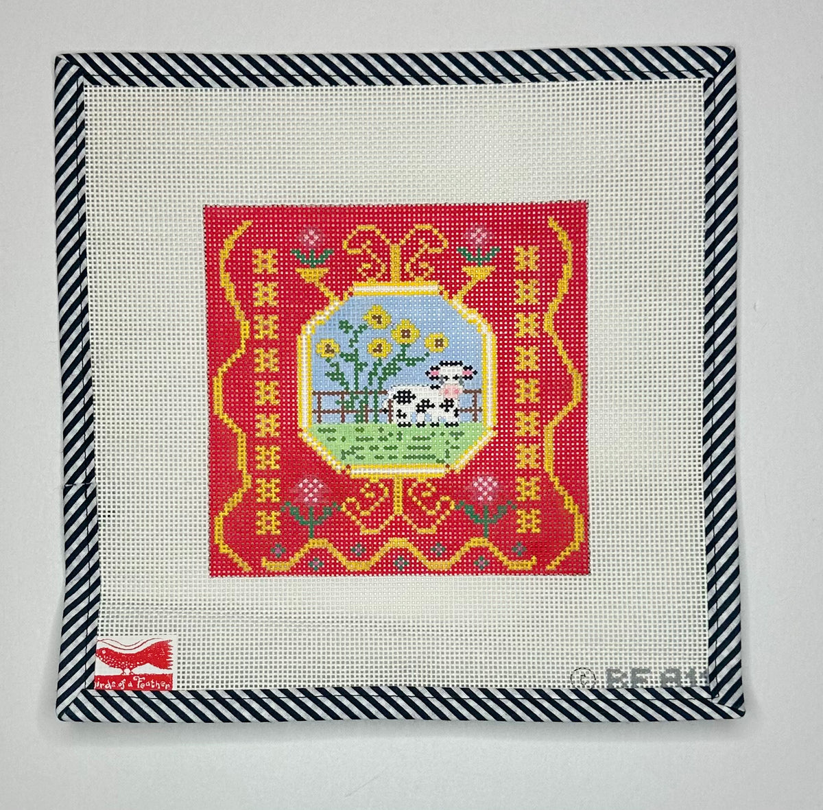 French Tile, Cow | Needlepoint Destashing