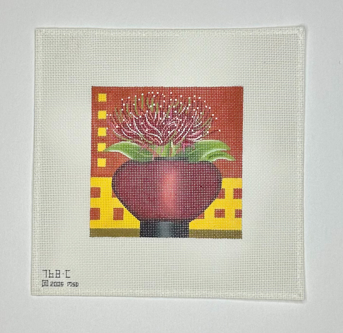 Potted Floral Square | Needlepoint Destashing