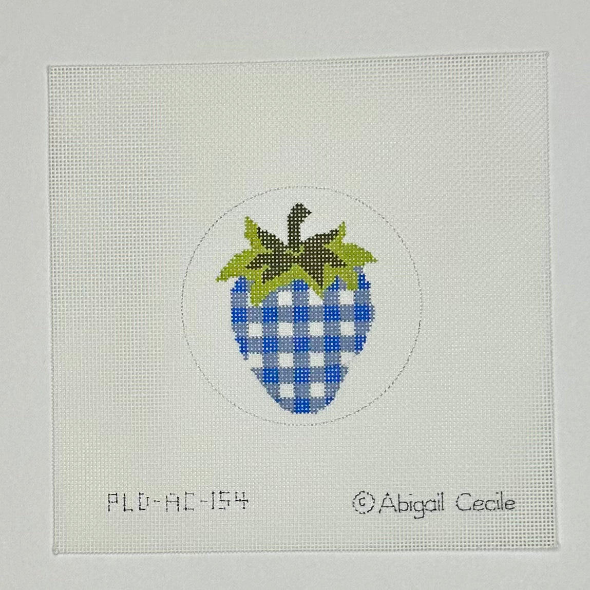 Blue & White Gingham Strawberry | Needlepoint Destashing