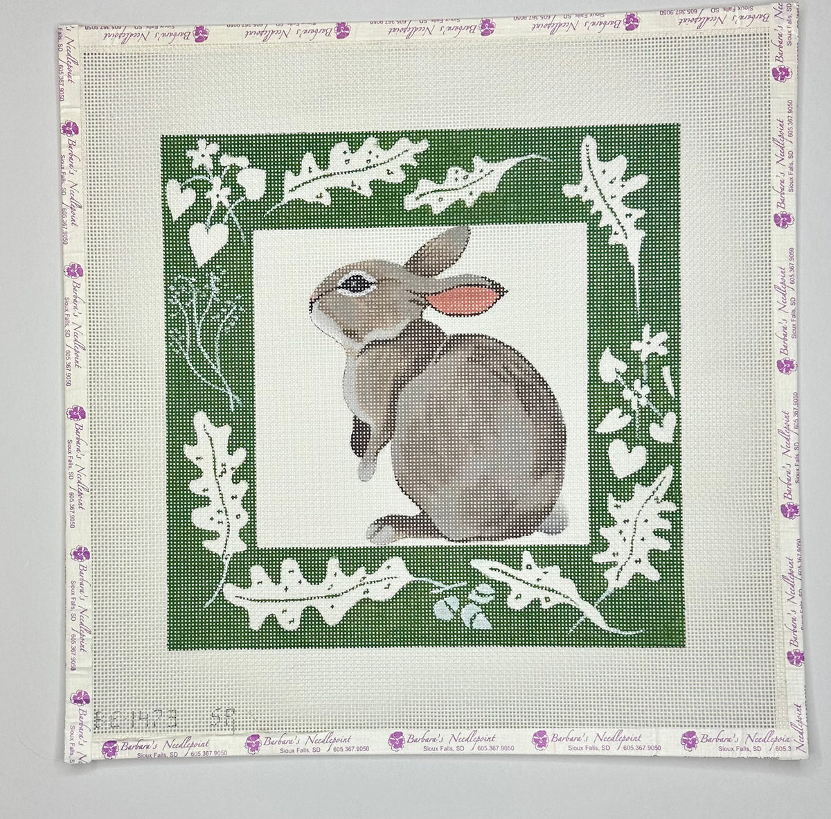 Bunny with Green Border | Needlepoint Destashing