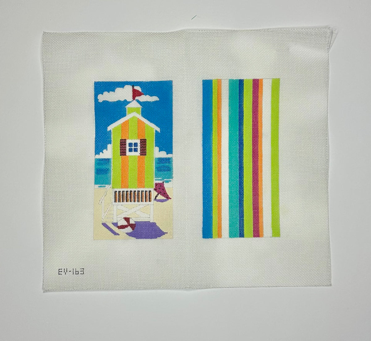 Beach Hut Eyeglass Case | Needlepoint Destashing