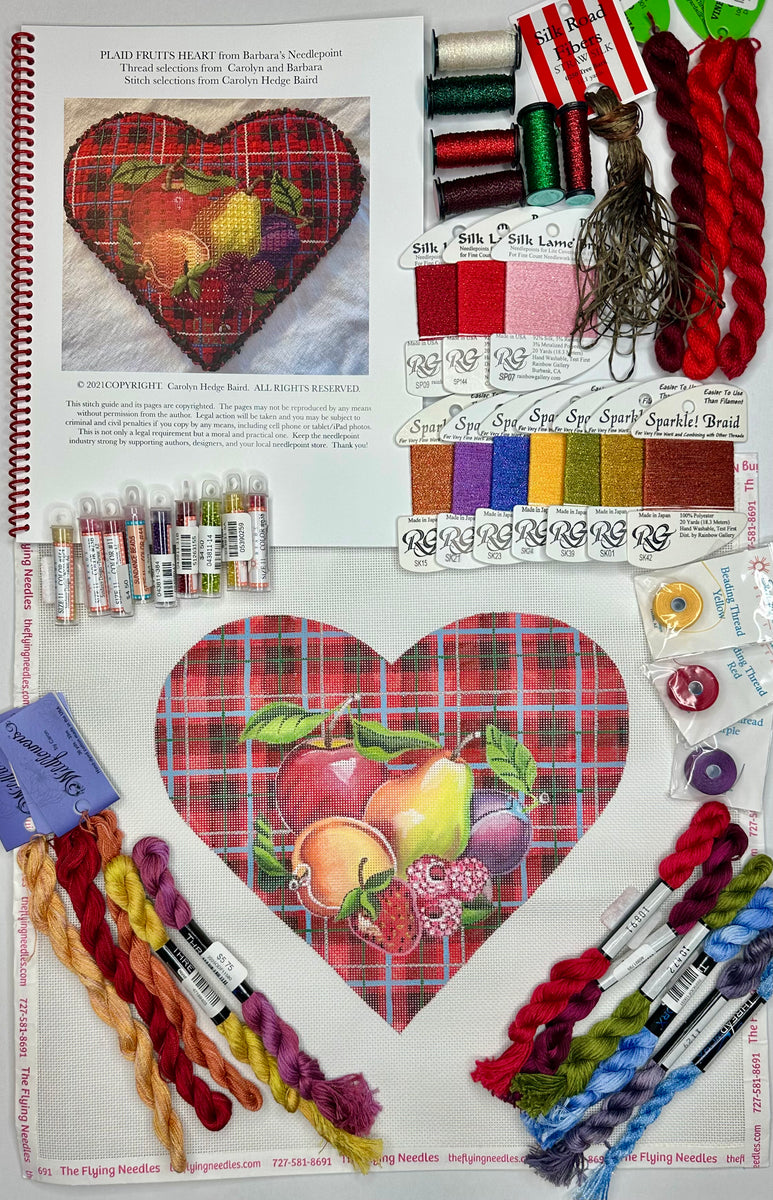 Plaid Fruit Heart Kit | Needlepoint Destashing