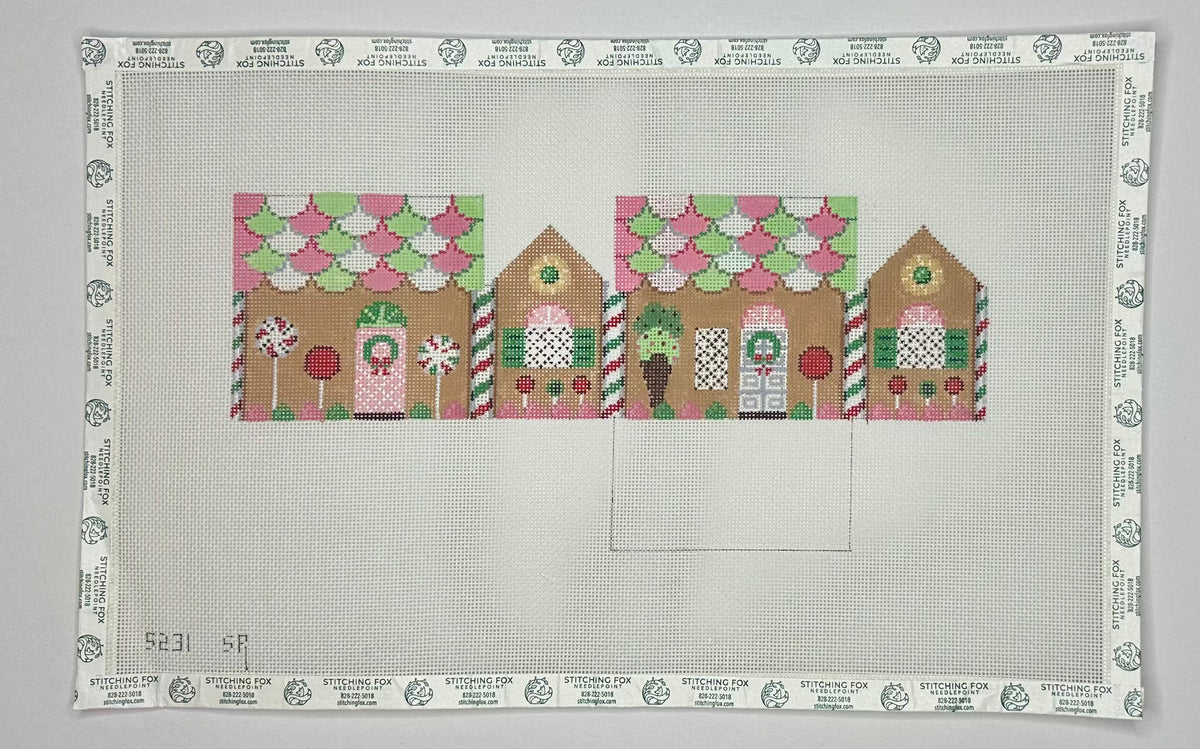 Pink, Green, and White Neccos 3D Gingerbread House | Needlepoint Destashing