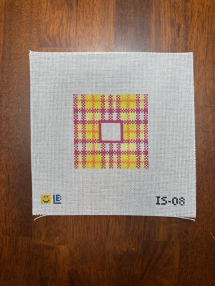 Orange Yellow Plaid Square Insert | Needlepoint Destashing
