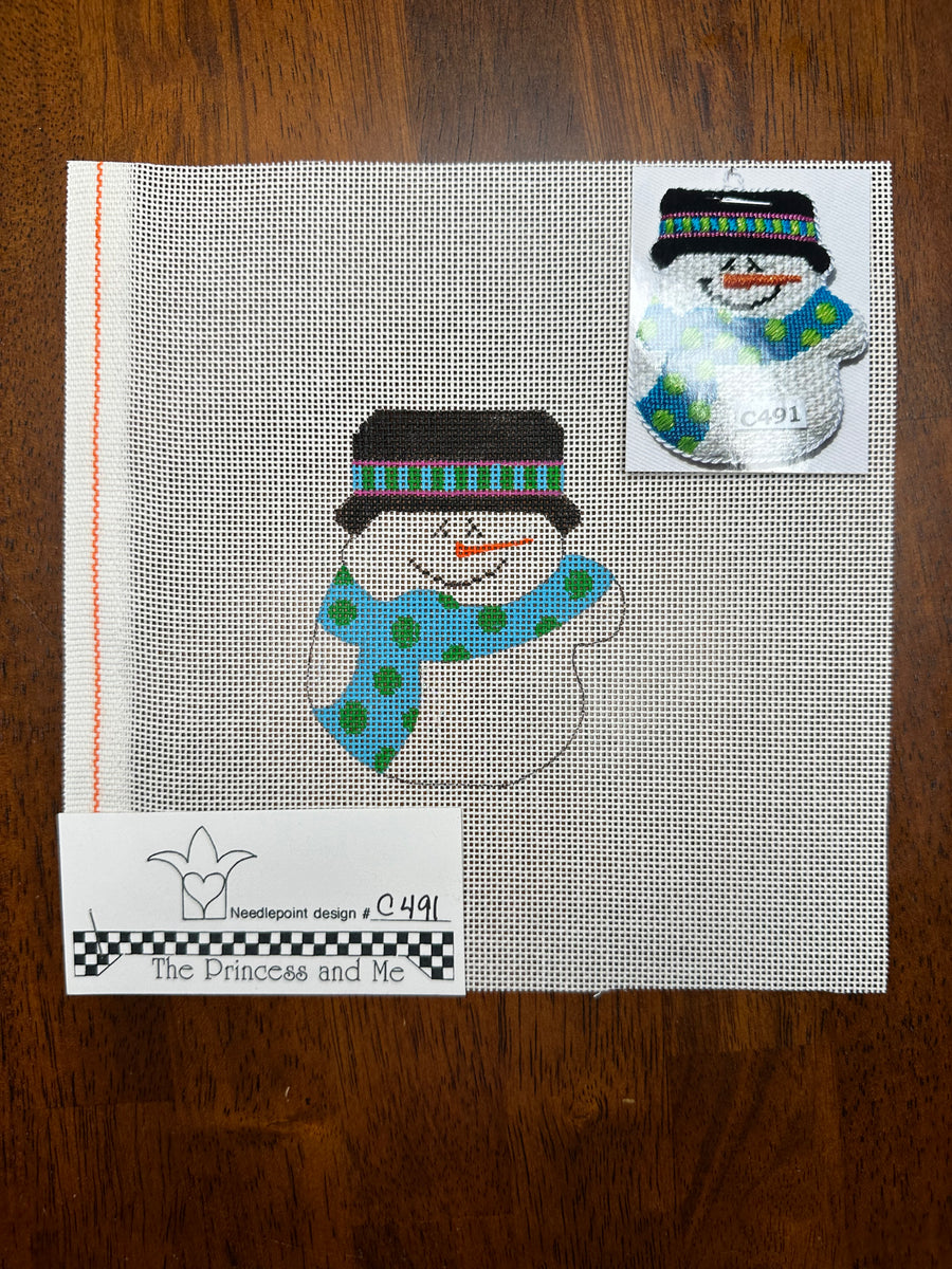 Mitten Snowman with stitch guide | Needlepoint Destashing