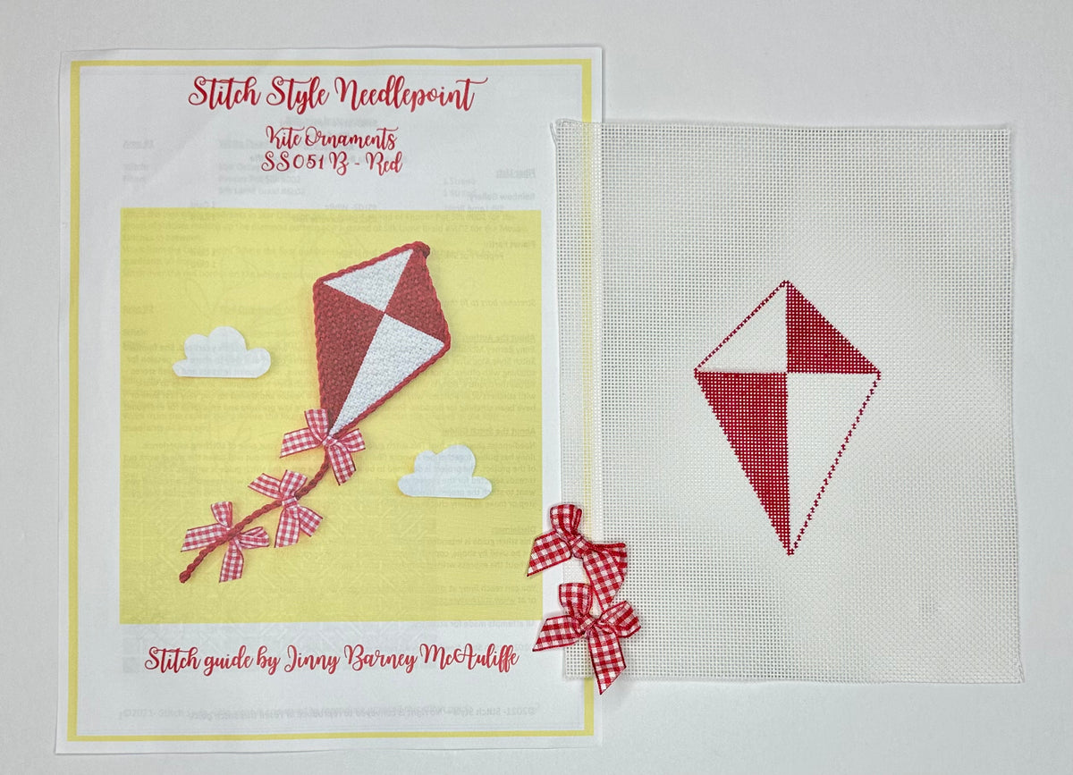 Red Kite Ornament with stitch guide | Needlepoint Destashing