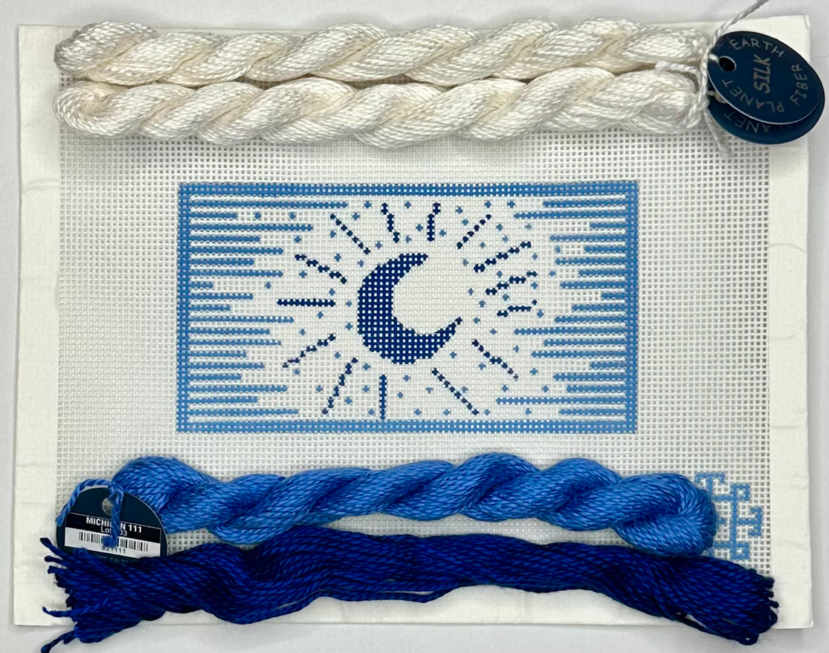 Moon Eyeglass Case with threads | Needlepoint Destashing