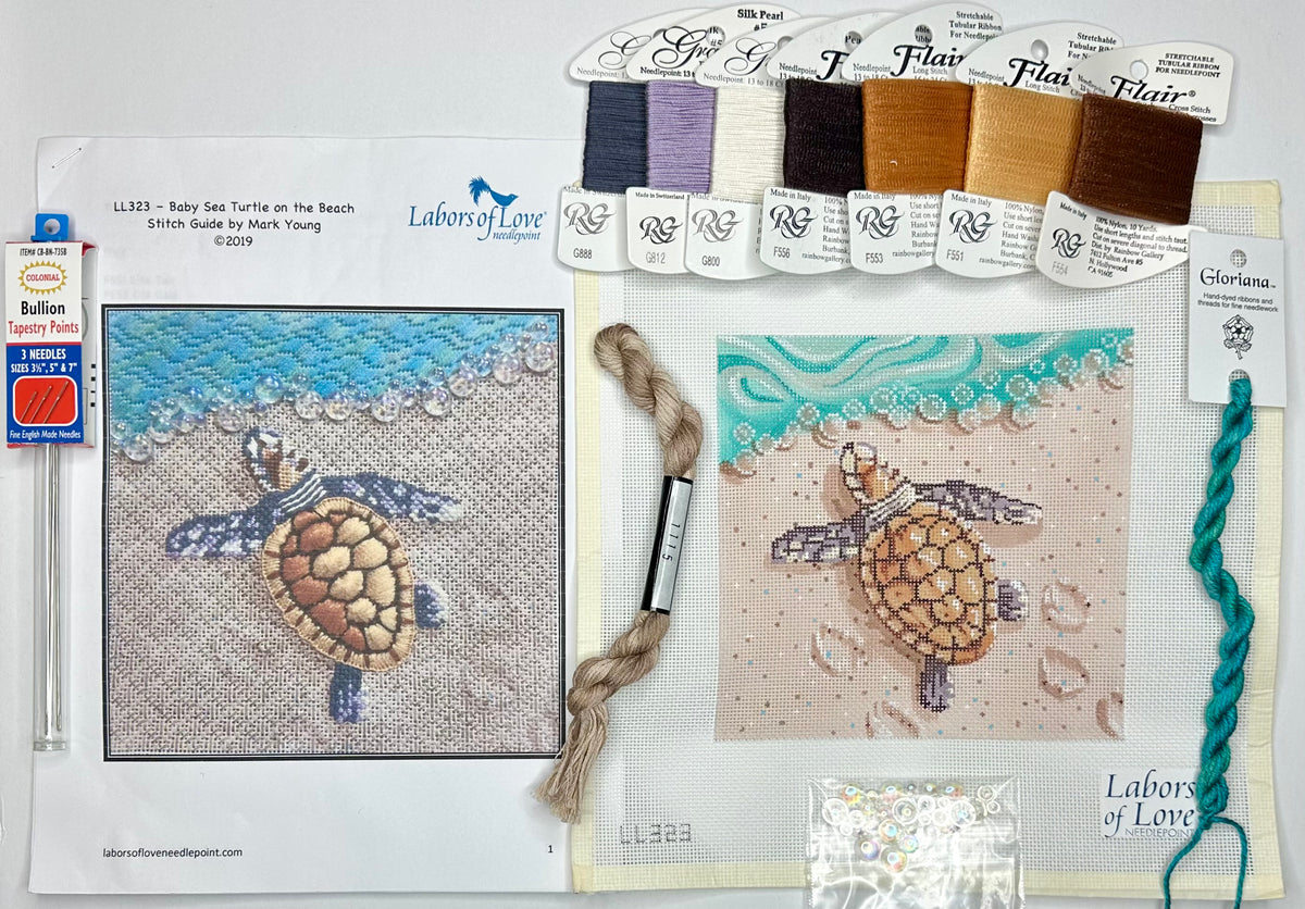 Baby Sea Turtle on the Beach Kit | Needlepoint Destashing