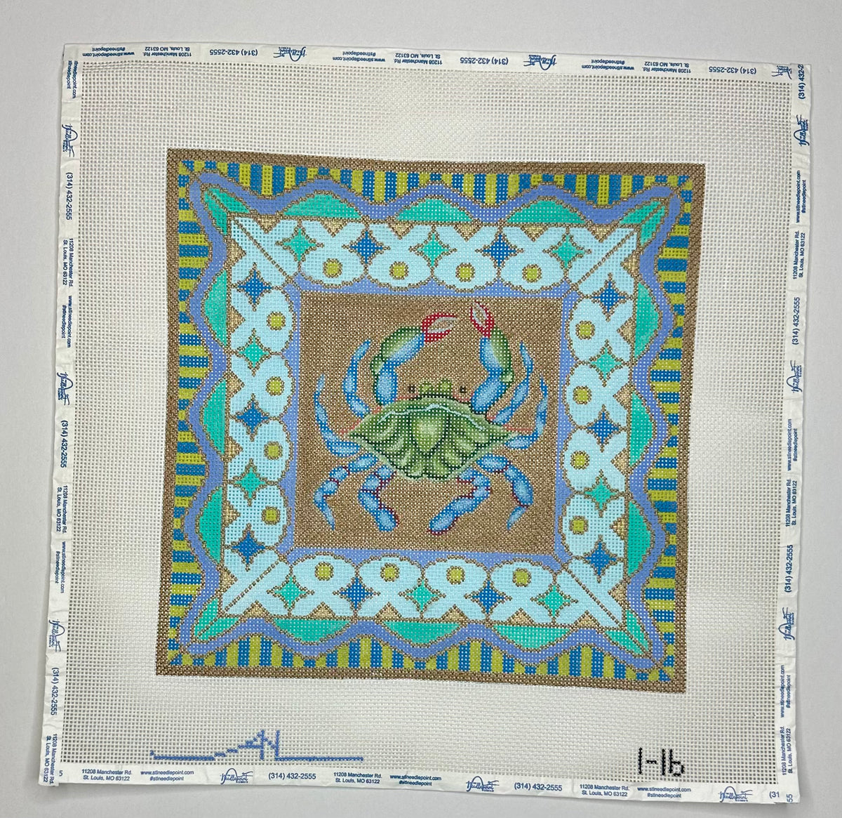 Blue Crab with Border | Needlepoint Destashing