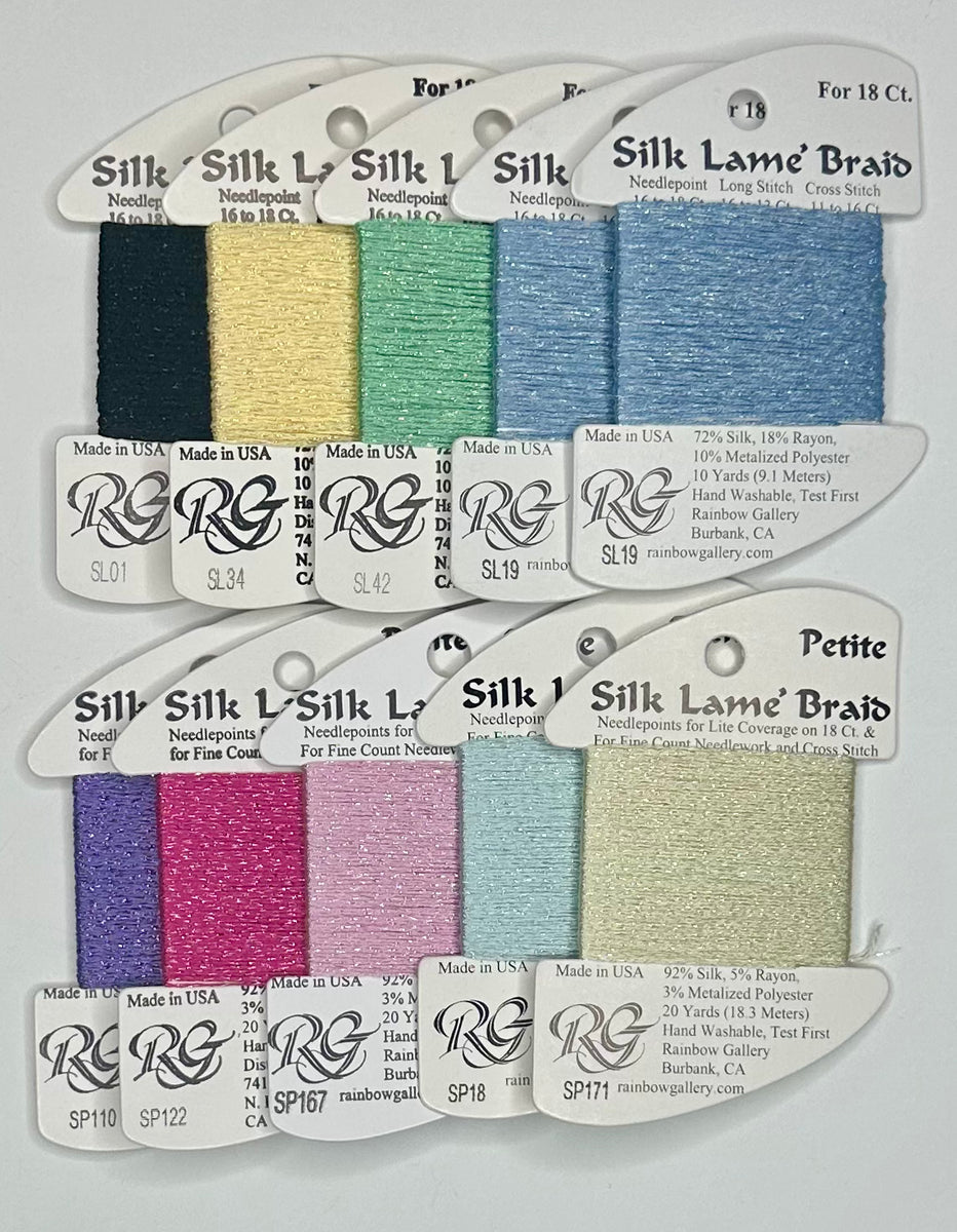 5 cards of Silk Lame Braid 18ct / 5 cards of Silk Lame Braid Petite ...
