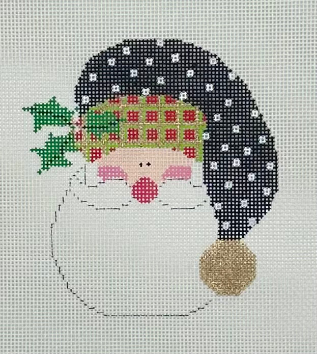 Polka Dot Santa with stitch guide | Needlepoint Destashing