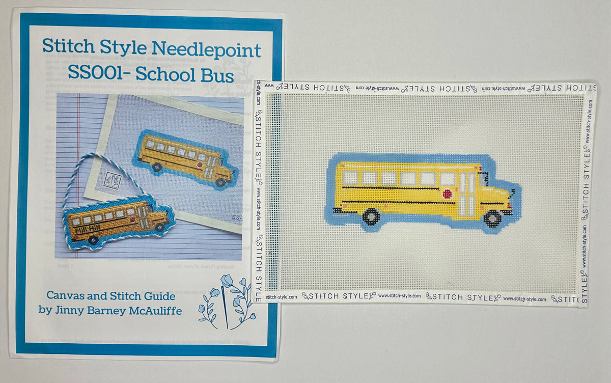School Bus with stitch guide | Needlepoint Destashing