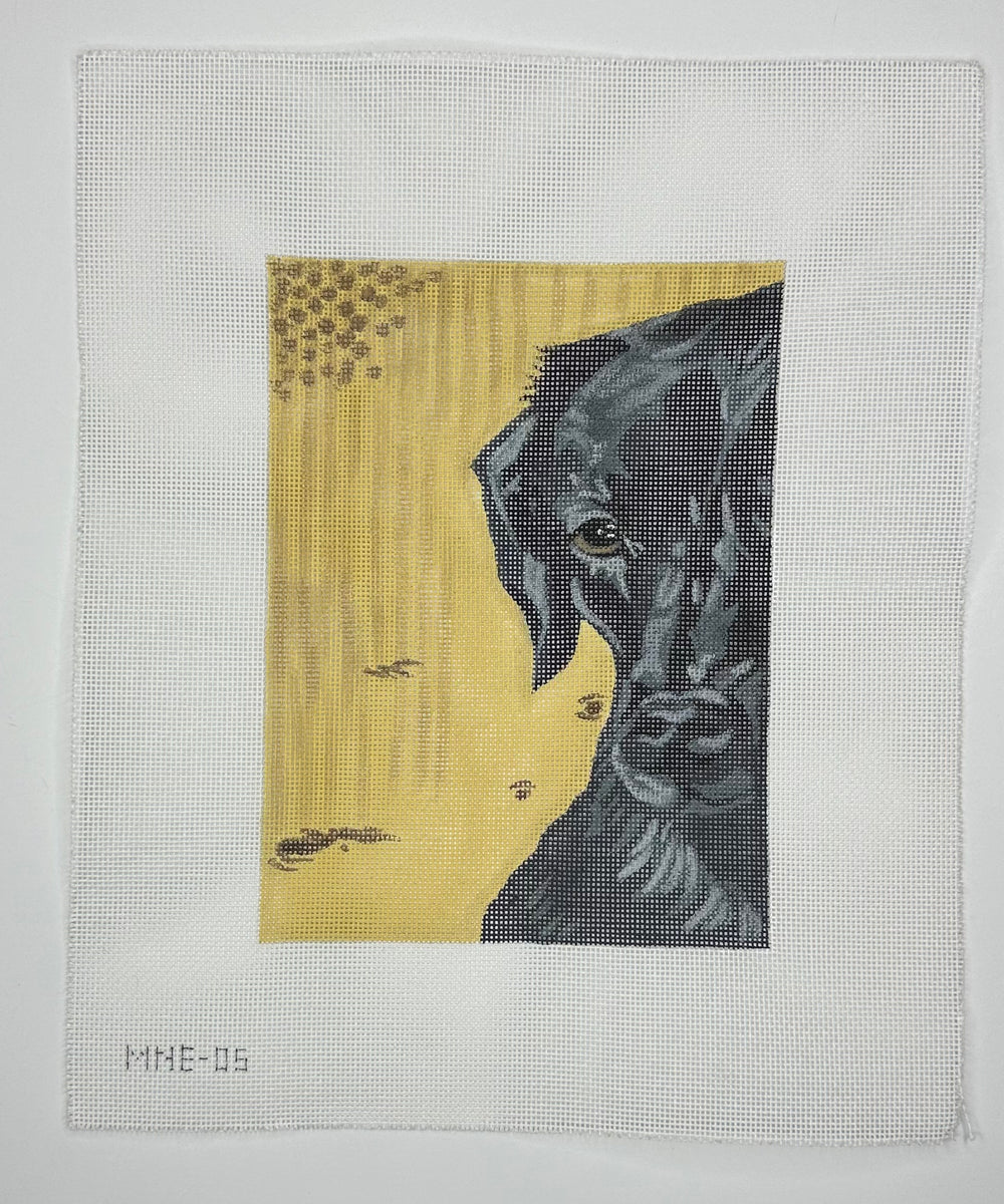 Black Lab, Yellow Background | Needlepoint Destashing