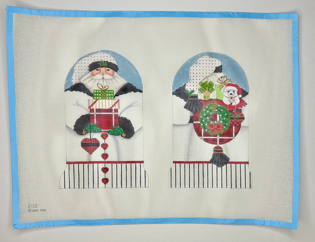 White & Black 2 Sided Santa Dome | Needlepoint Destashing