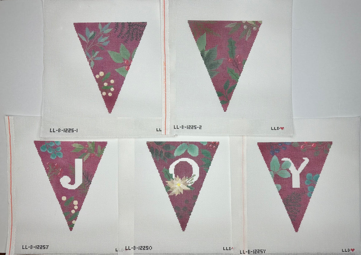 Botanical Joy Garland - Red | Needlepoint Destashing