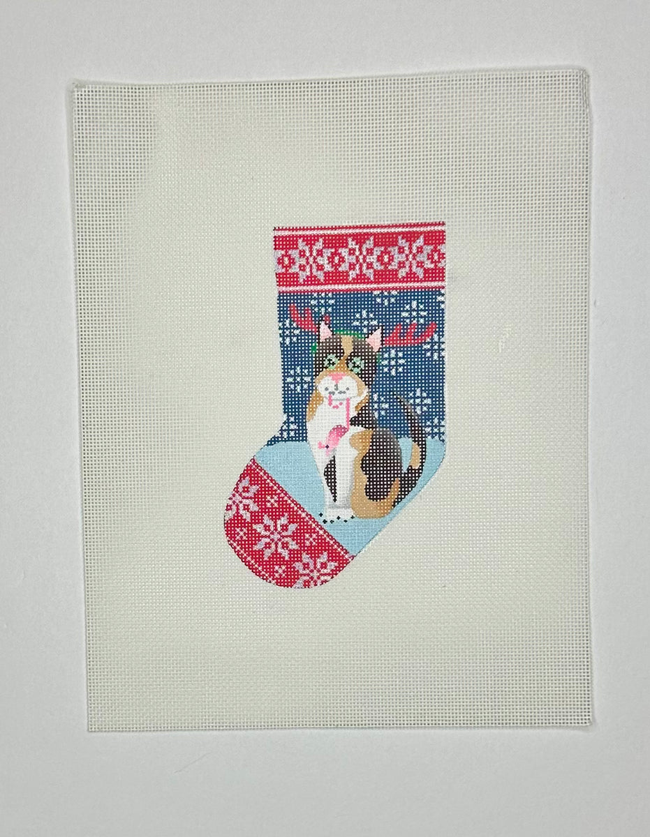 Calico Cat Mini Sock | Needlepoint Destashing