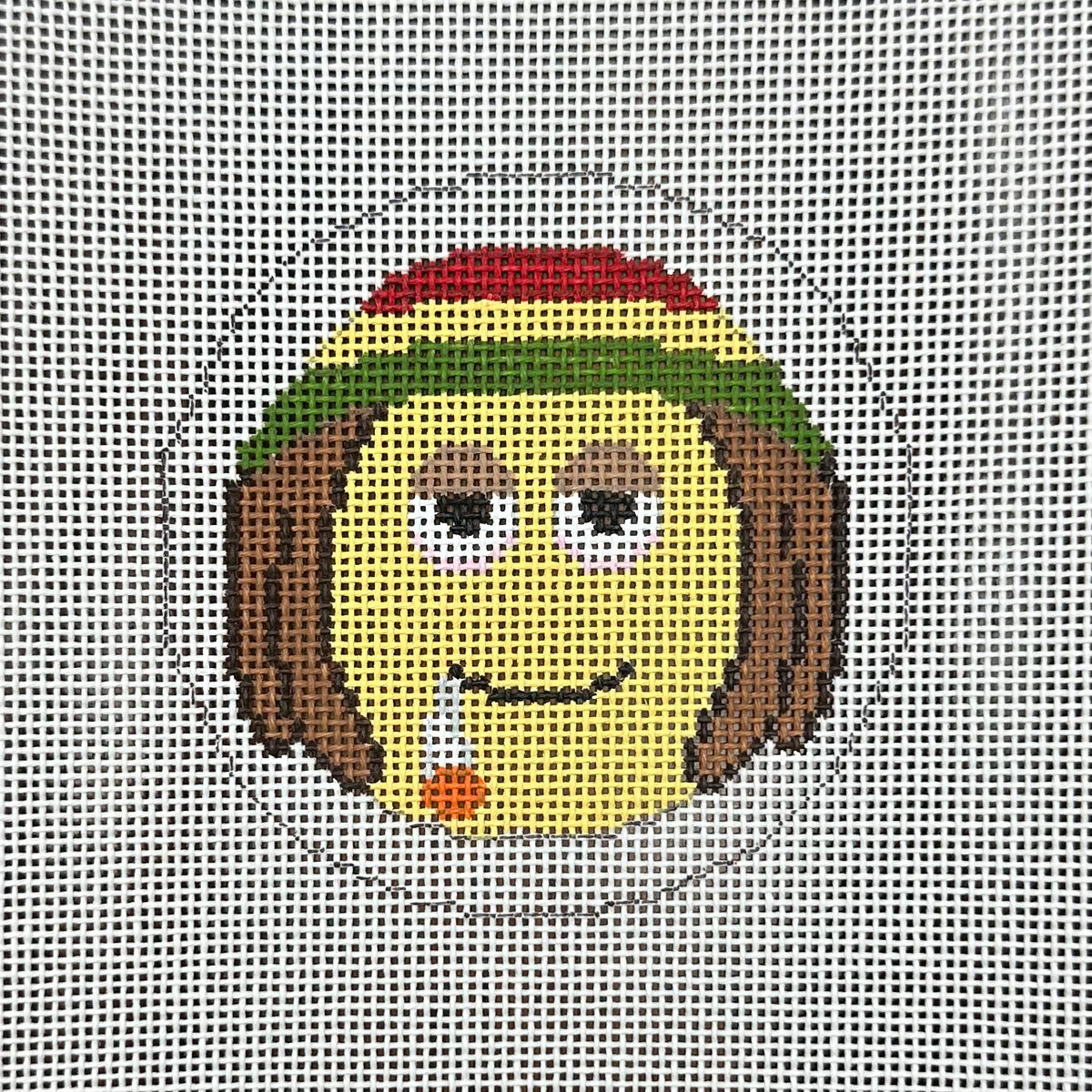 Rasta Face Emoji with stitch guide | Needlepoint Destashing