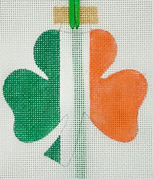 Irish Flag Shamrock Ornament | Needlepoint Destashing