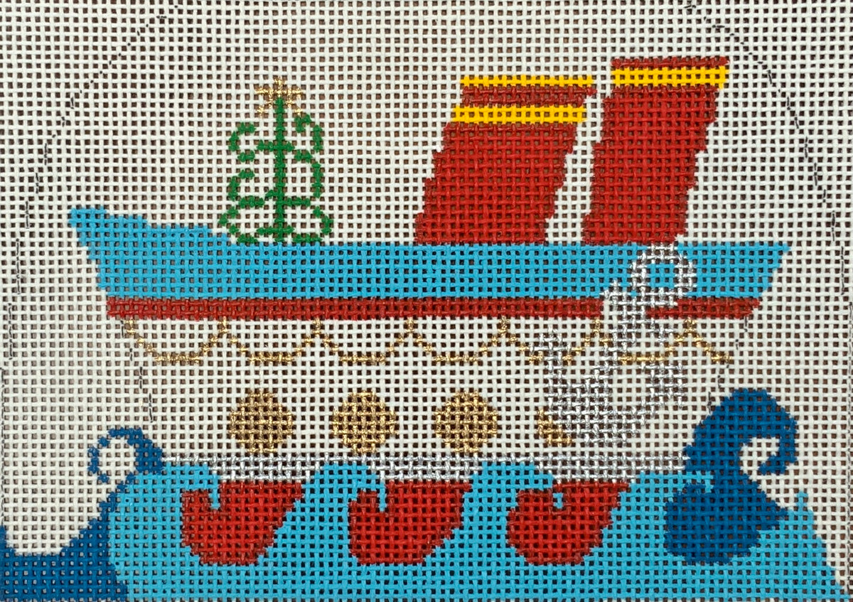 Christmas Tree Ship with stitch guide | Needlepoint Destashing