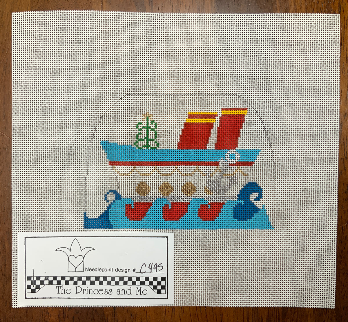 Christmas Tree Ship with stitch guide | Needlepoint Destashing